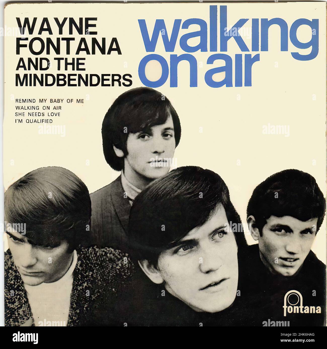 Vintage vinyl record cover - Fontana, Wayne + The Mindbenders - Walking On Air - EP - UK - 1965 ...