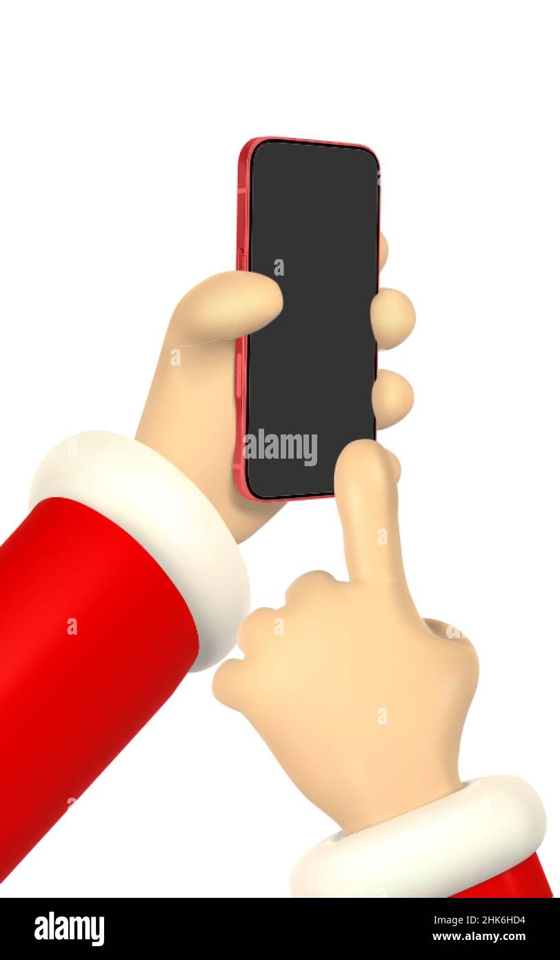 Cartoon character hand with smart phone, scrolling or searching for ...