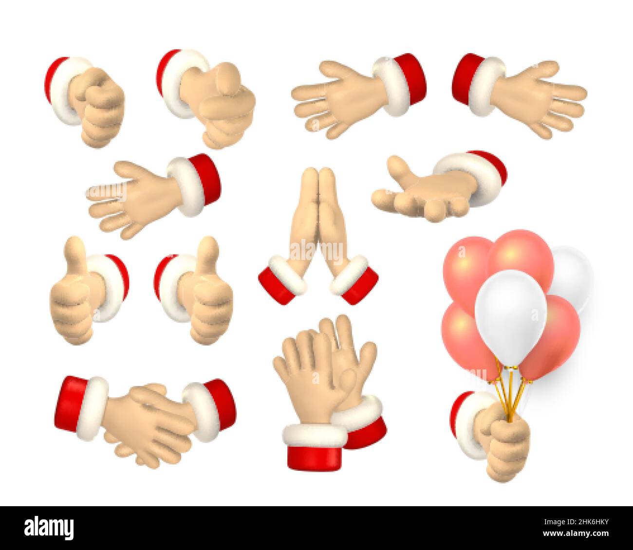 Cartoon character hand shows finger gestures. 3d render santa hands ...