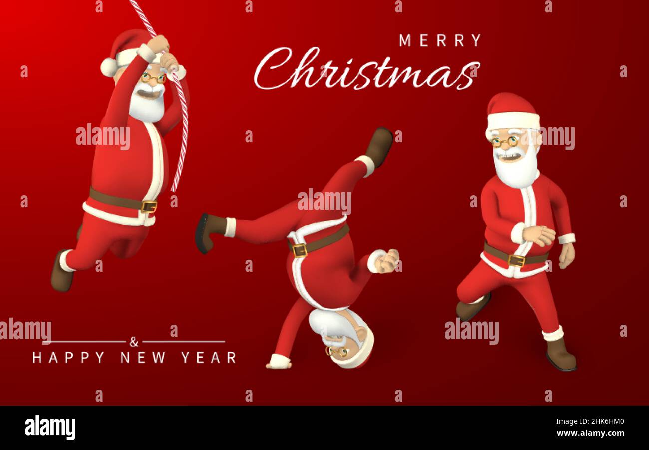 Cartoon 3D realistic Santa Claus. Character for Christmas designs ...
