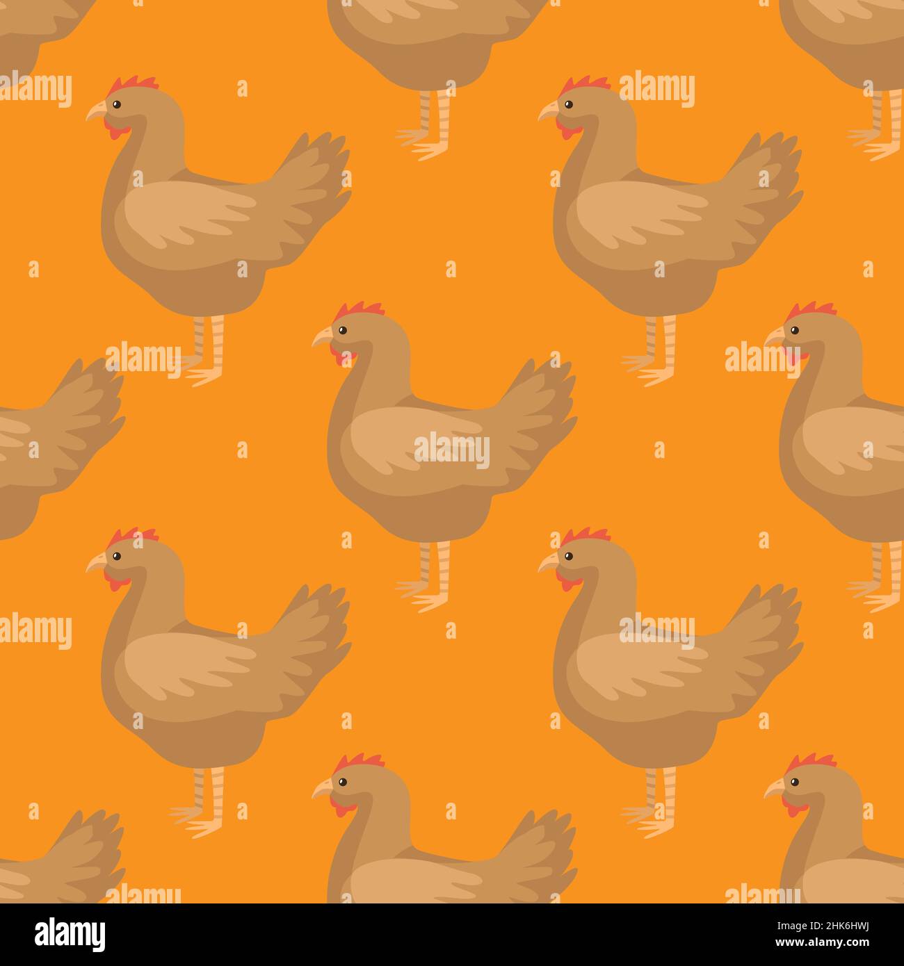 Seamless pattern of hen. Domestic animals on colorful background ...