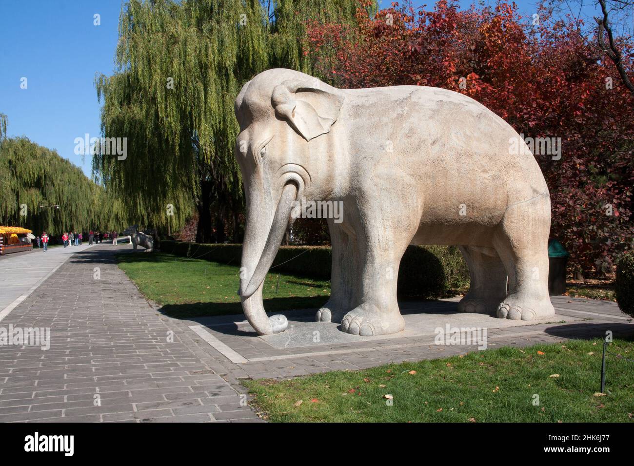 Elephant statue on the ancient Ming Dynesty Tomb Alley (established in ...