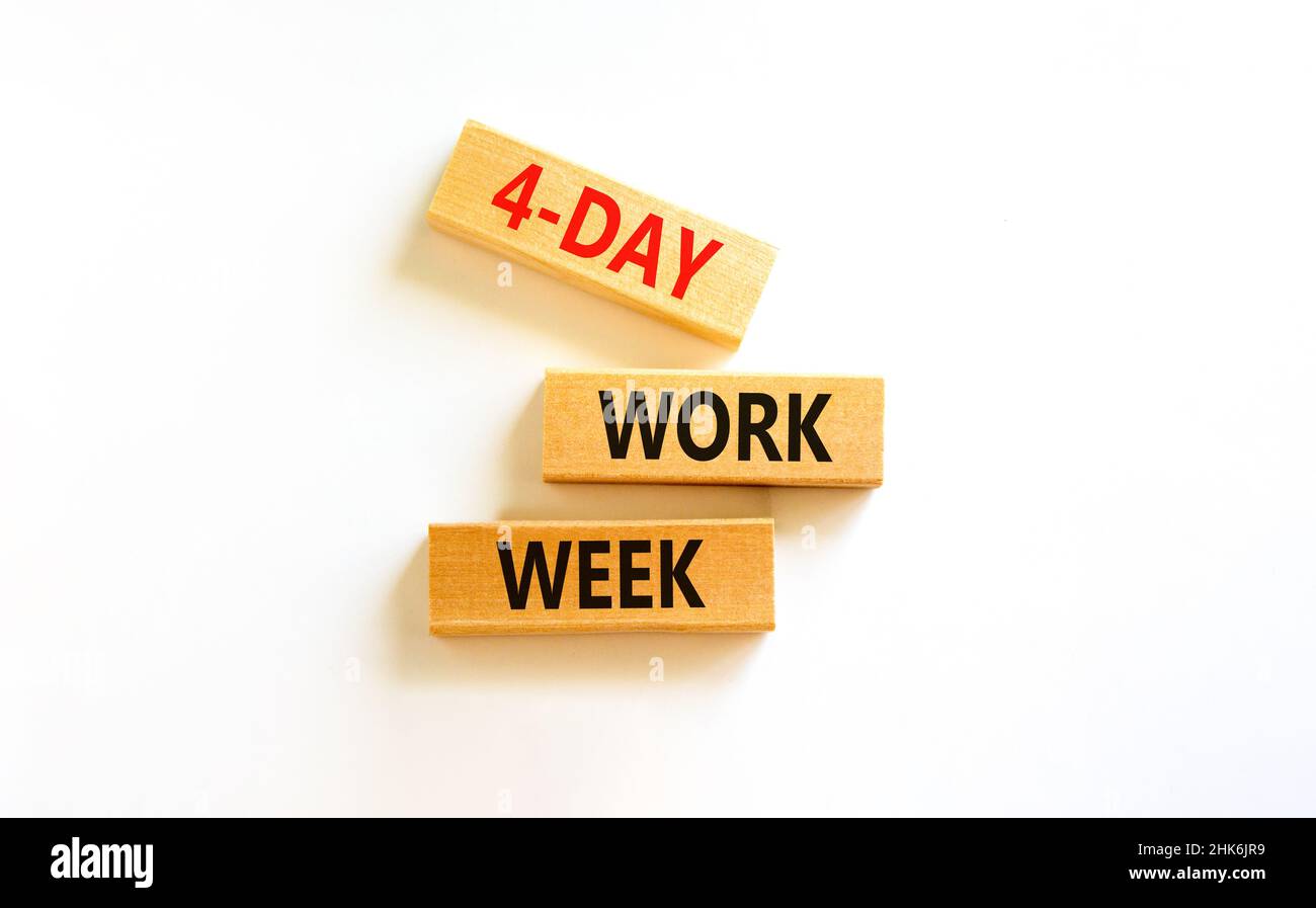 4-day work week symbol. Concept words 4-day work week on wooden blocks ...