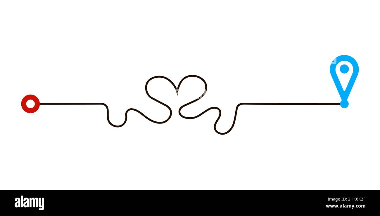 Paths in shape heart routes isolated on white background. Transport ...