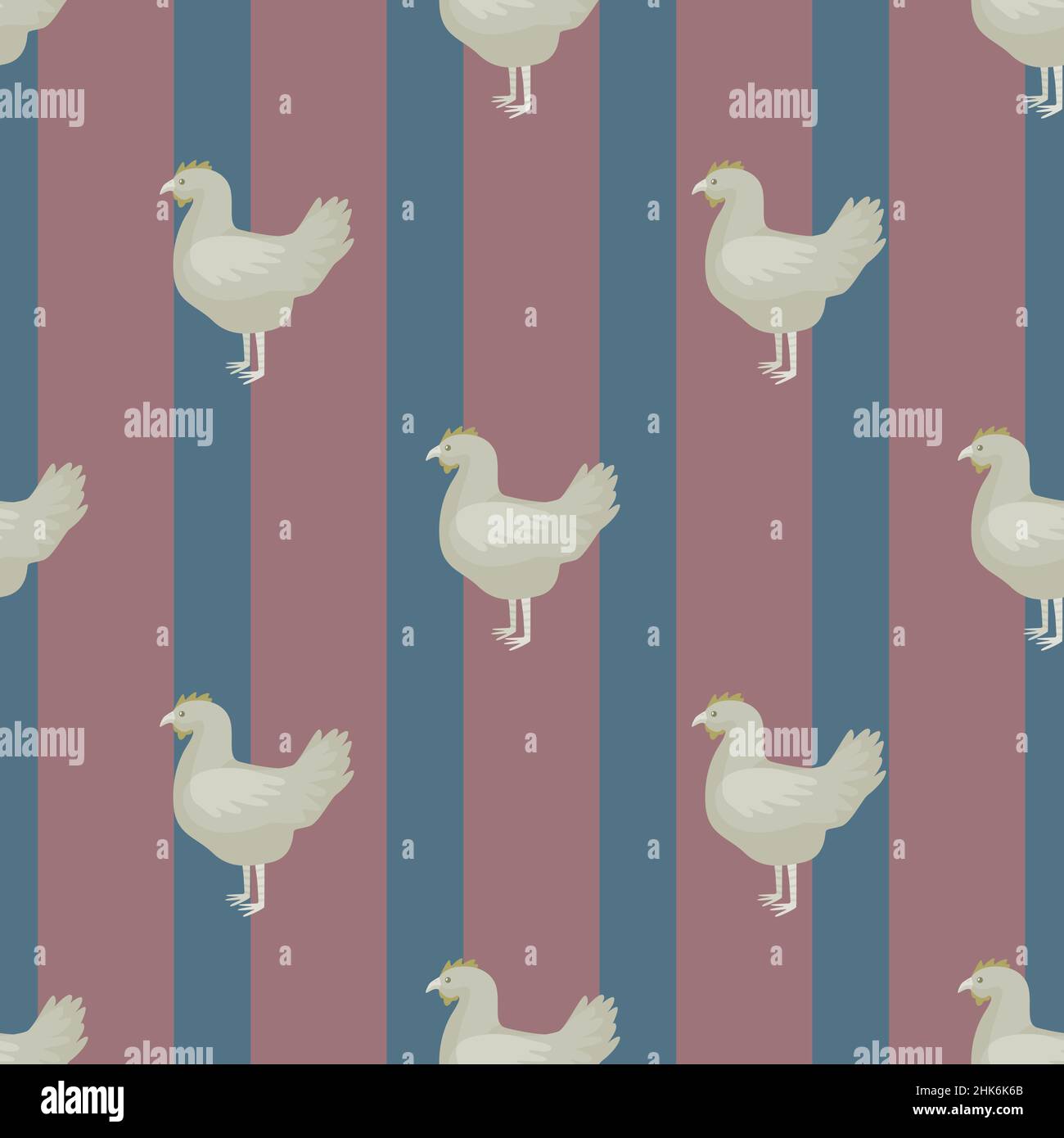Seamless pattern of hen. Domestic animals on colorful background ...