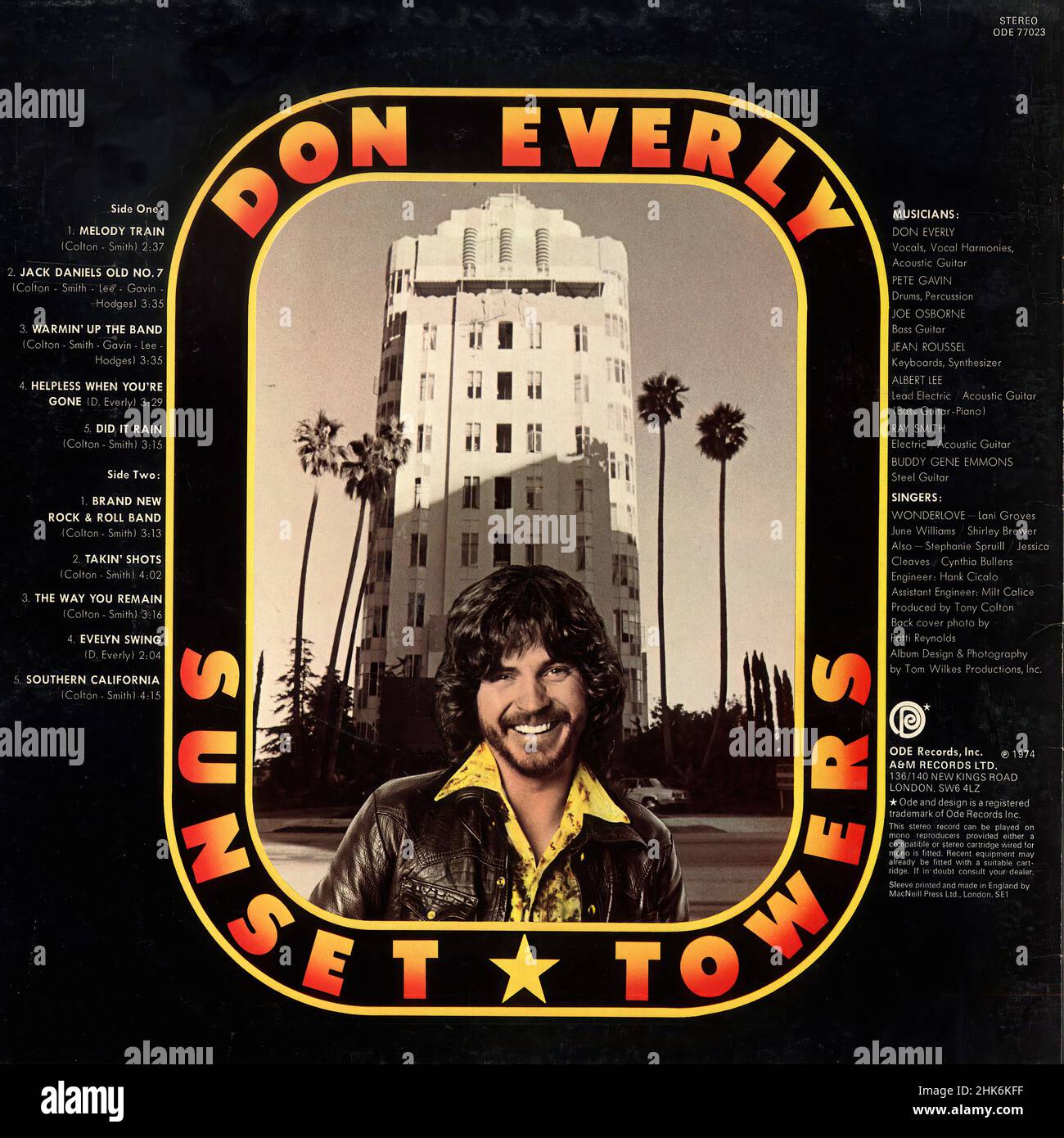 Vintage vinyl record cover - 1974 - Everly, Don - Sunset Towers - US 02 ...