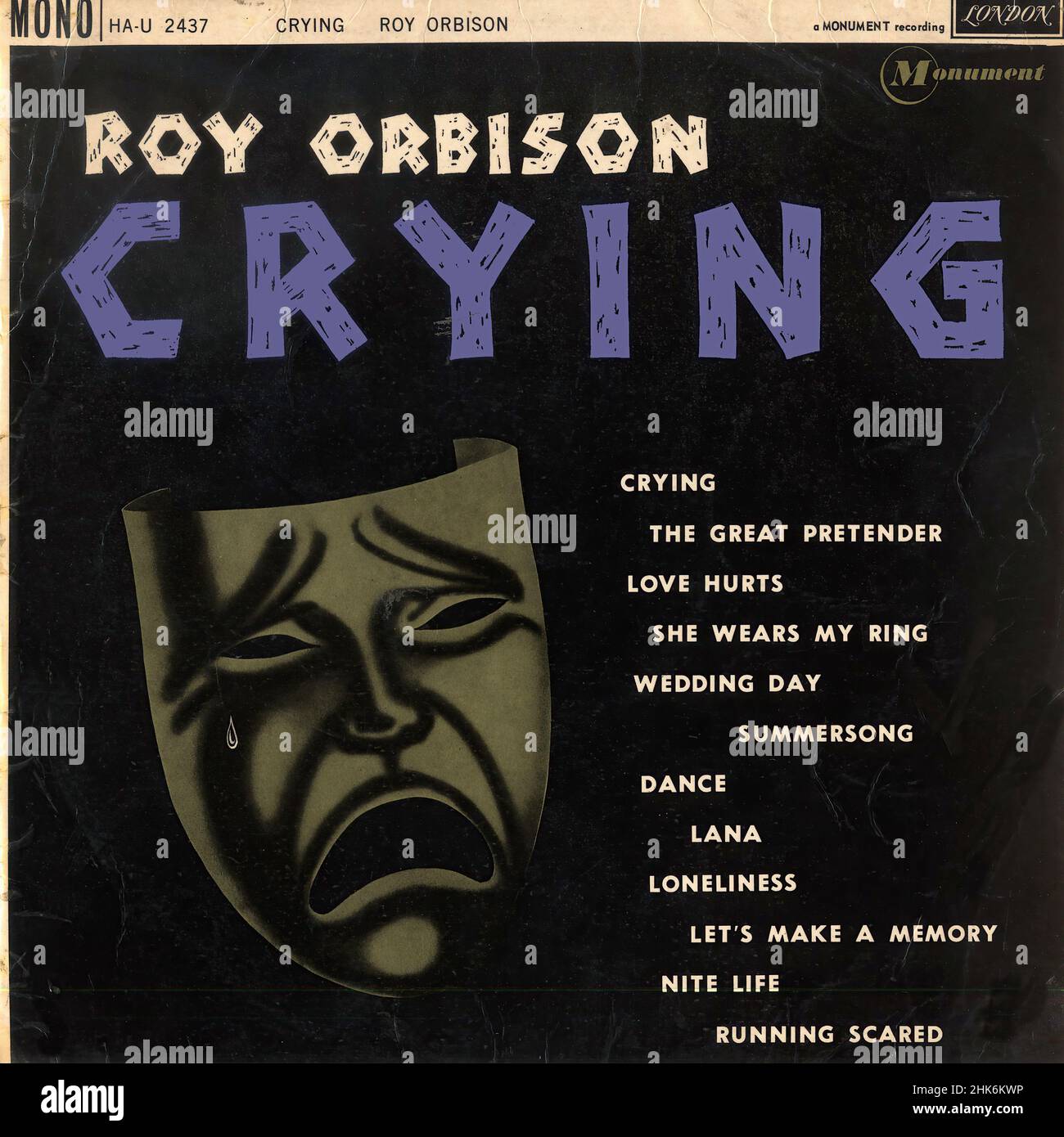 Vintage Vinyl Record Cover Orbison Roy 2 Crying Uk 1962