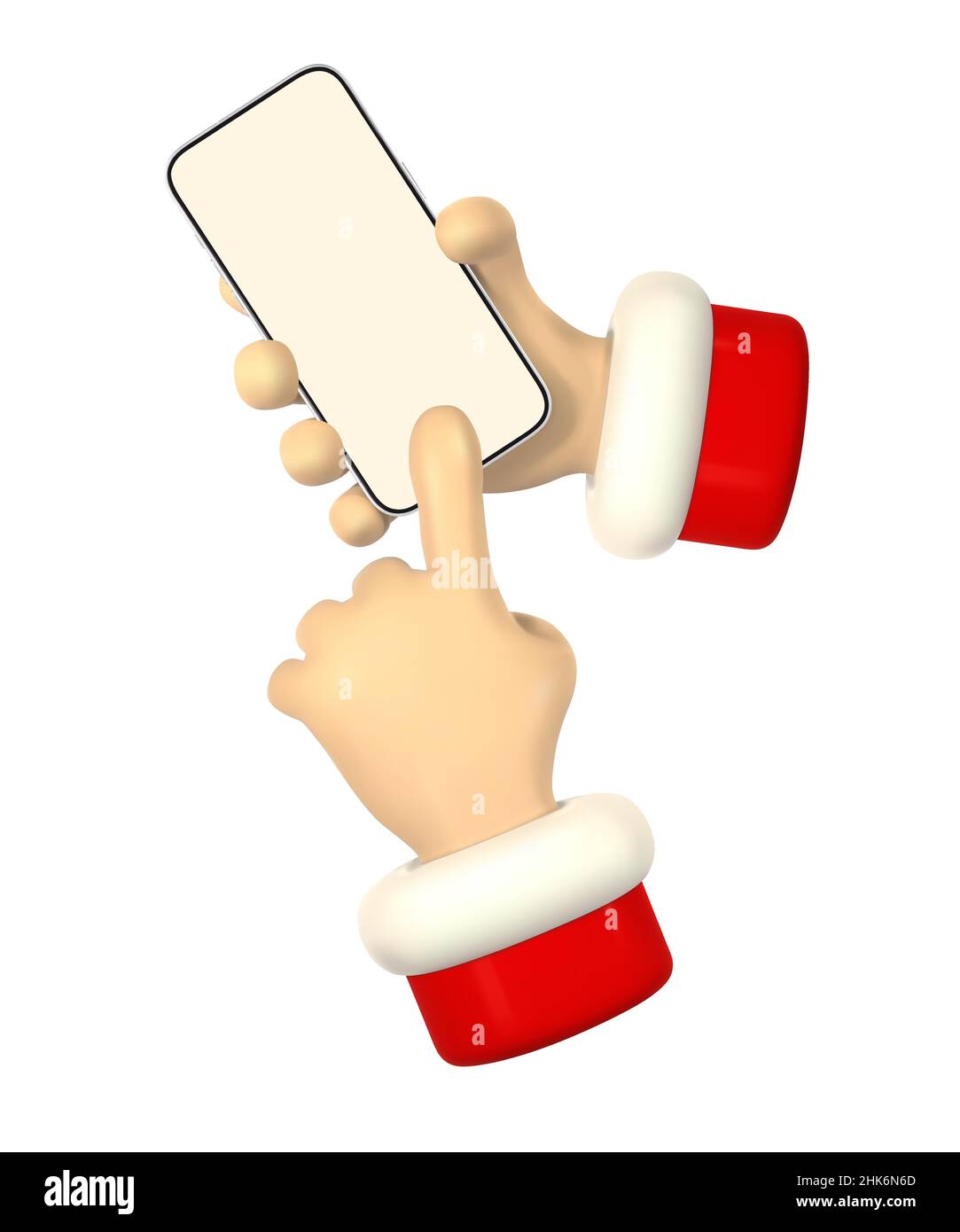 Cartoon character hands with smart phone, scrolling or searching for ...