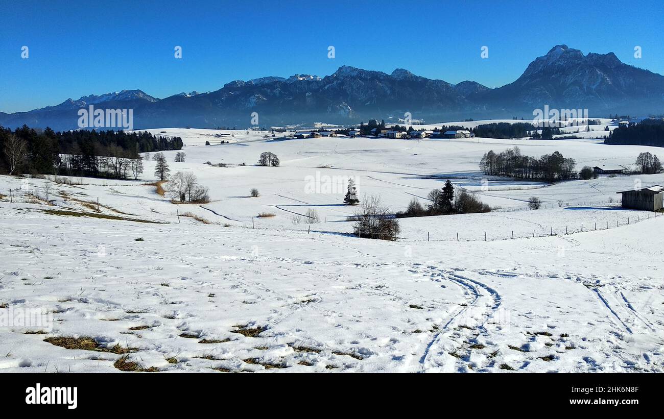 snowy valley with mountains in Germany Stock Photo - Alamy