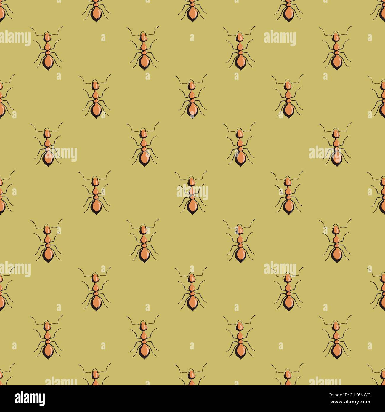 Seamless pattern colony ants on green background. Vector insects ...