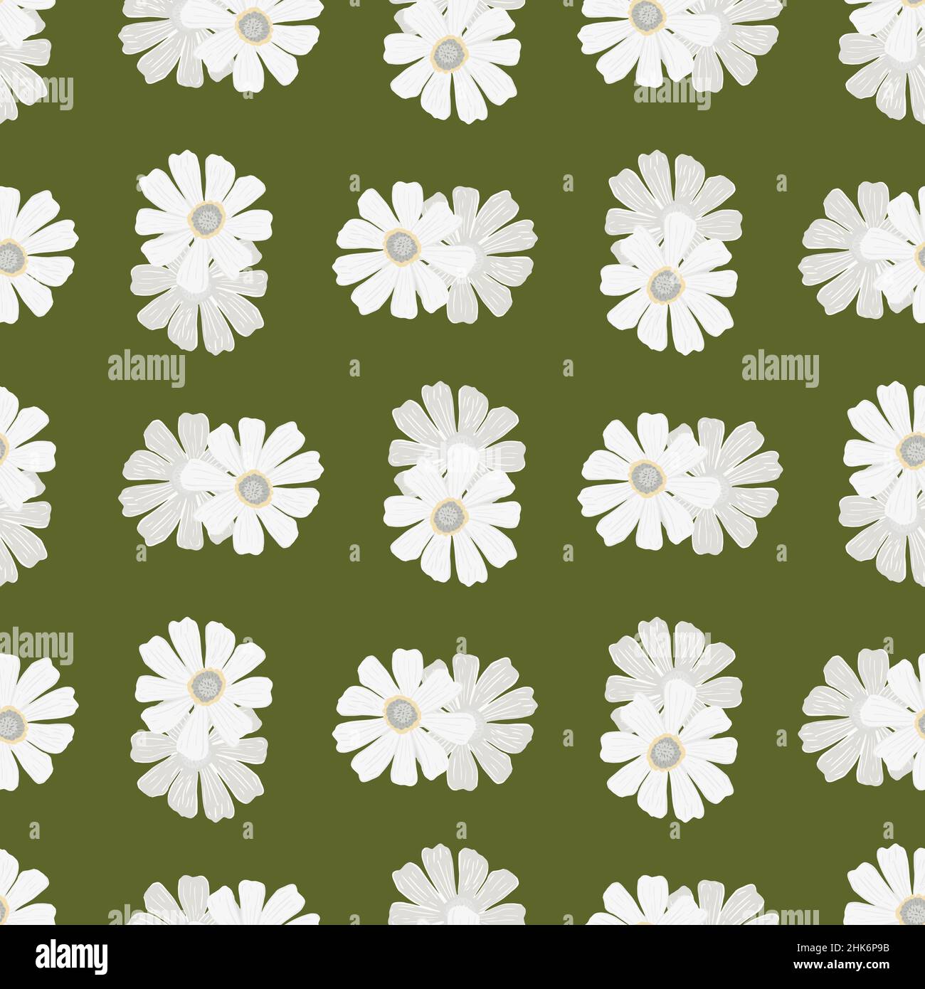 Chamomile pattern seamless in freehand style. Spring flowers on ...