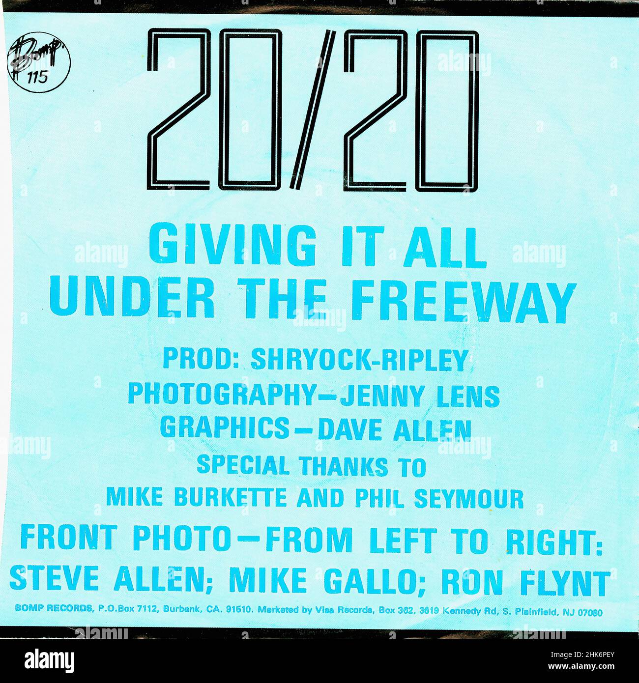 Vintage vinyl record cover - 20-20 - Giving It All - Bomp 115 - US ...