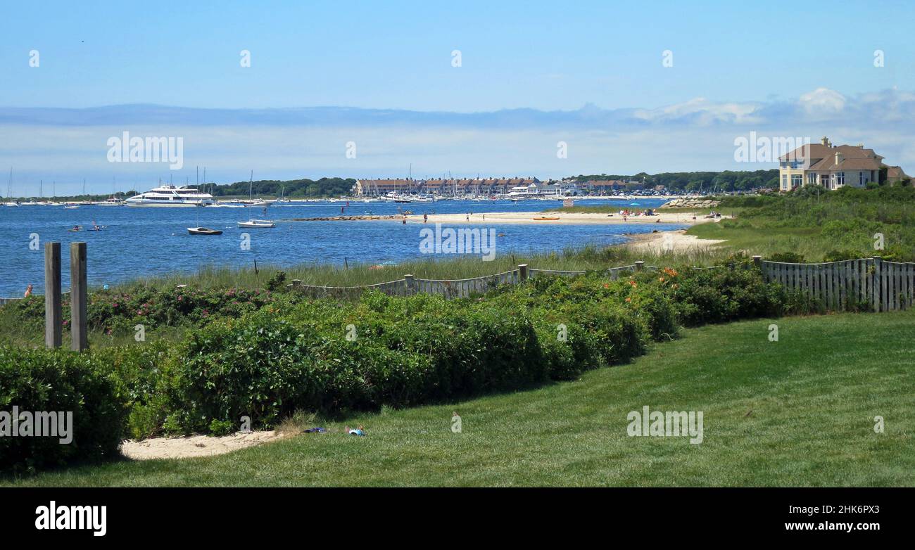 A fast ferry leaving Hyannis Harbor on Cape Cod, Massachusetts. Going ...