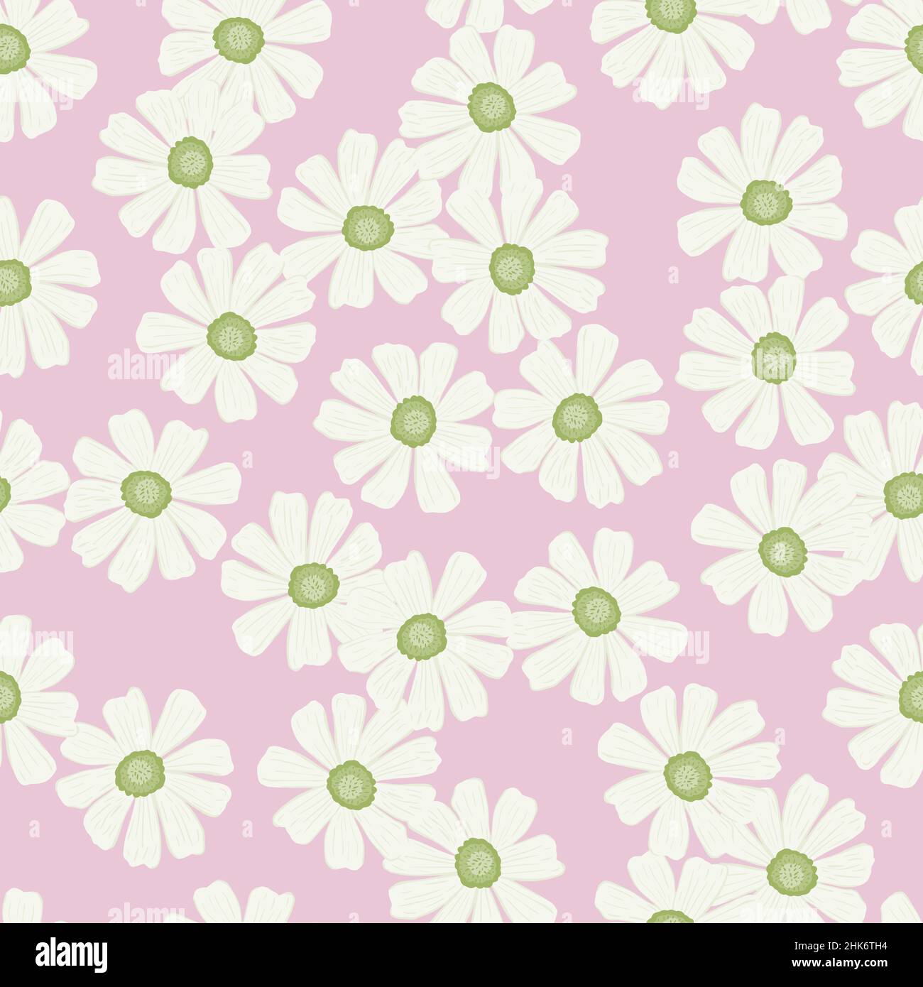 Chamomile pattern seamless in freehand style. Spring flowers on ...