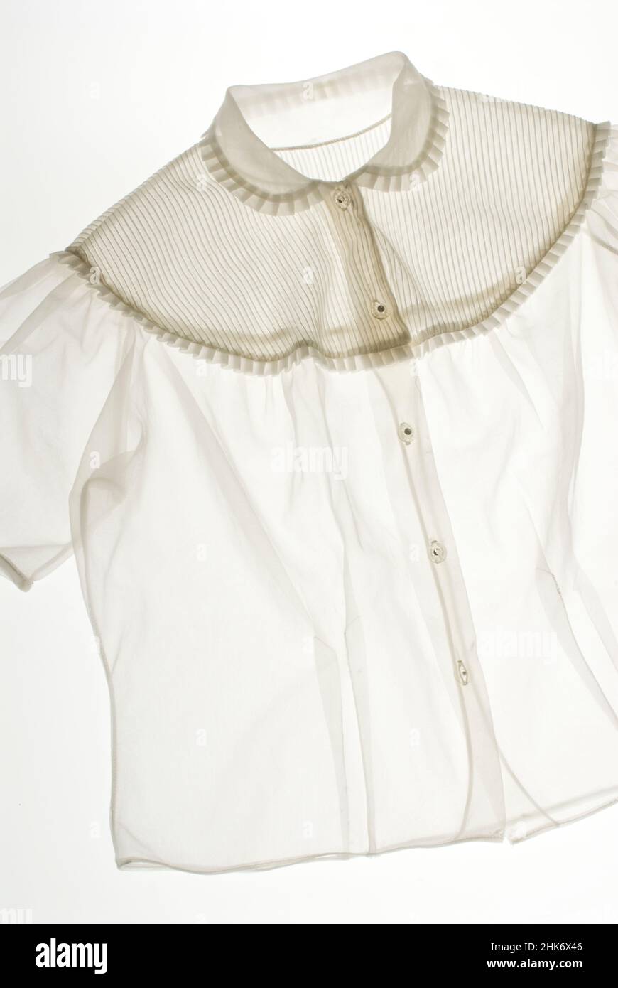 Old fashioned woman's white blouse, collar open Stock Photo - Alamy