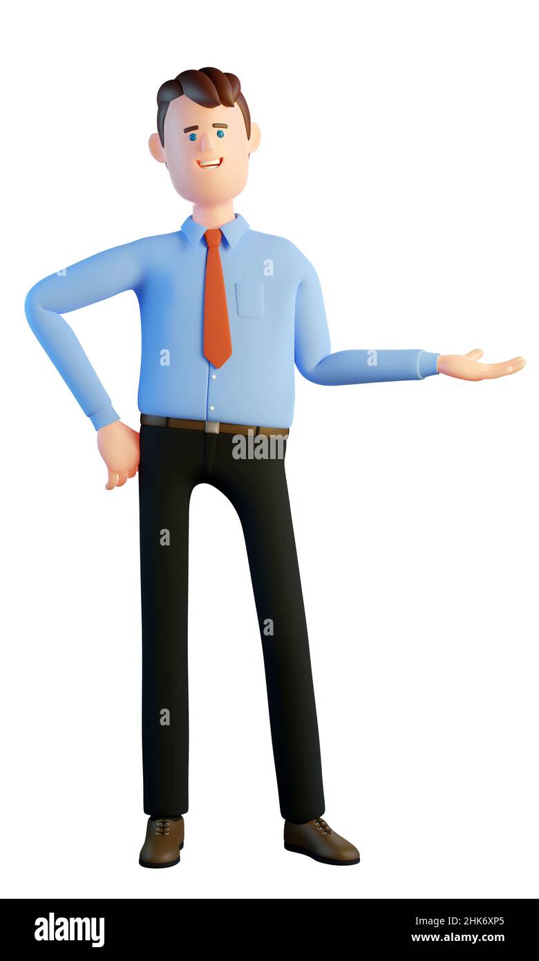 3d manager in shirt and tie shows something Stock Photo - Alamy