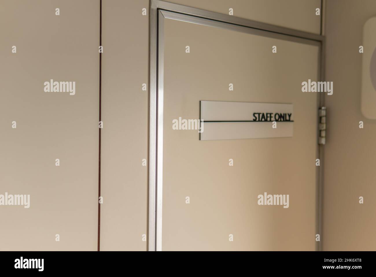 Staff only employee text, wooden personnel work symbol, notice Concept ...