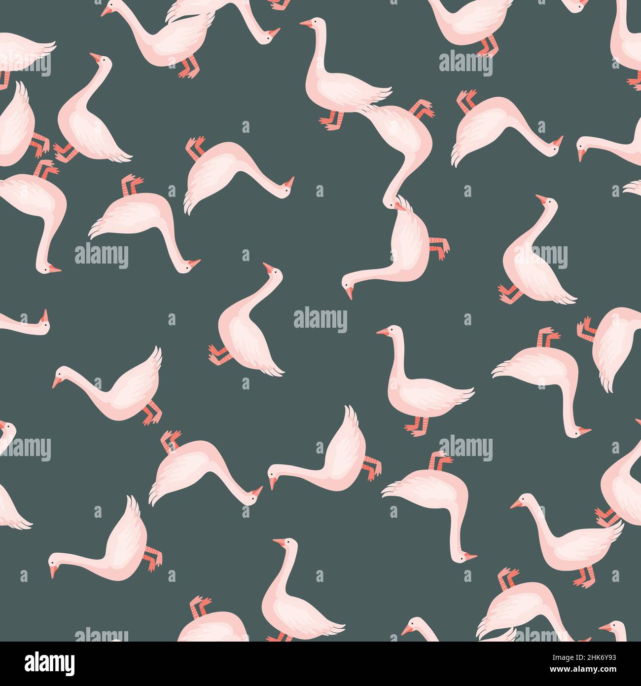 Seamless pattern of goose. Domestic animals on colorful background ...