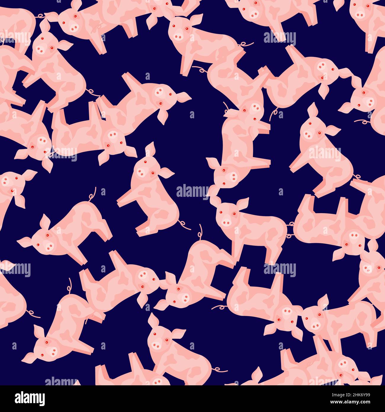Seamless pattern of pig. Domestic animals on colorful background ...
