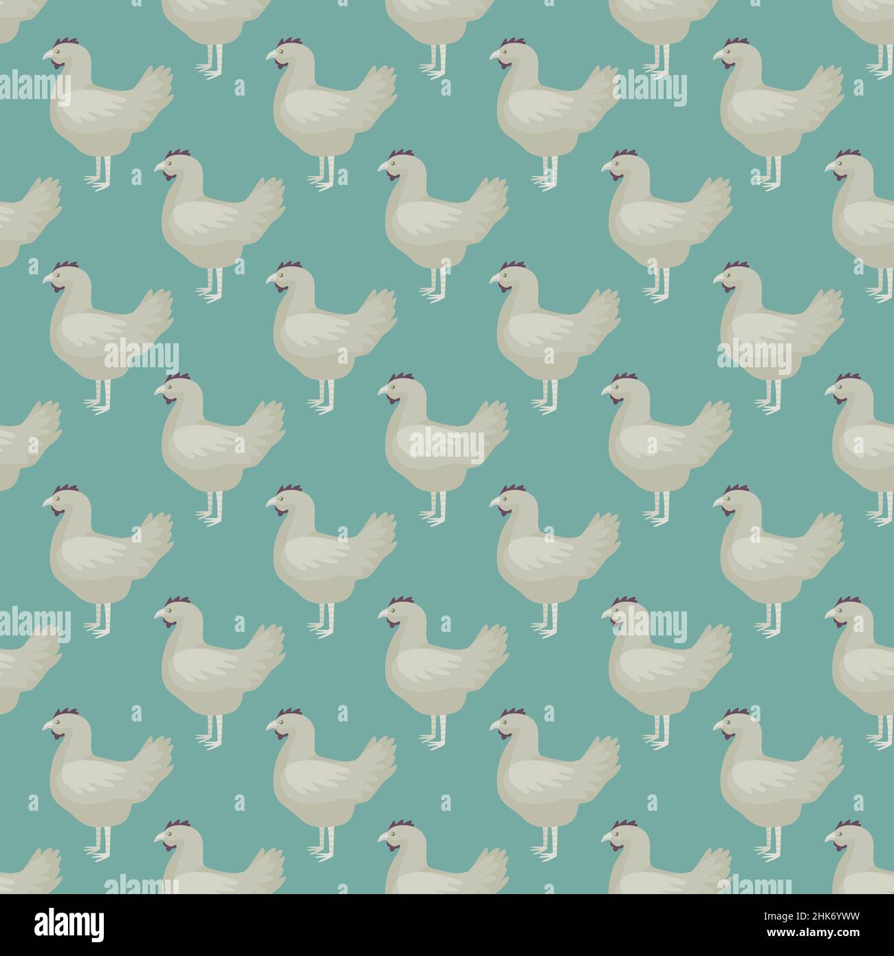 Seamless pattern of hen. Domestic animals on colorful background ...