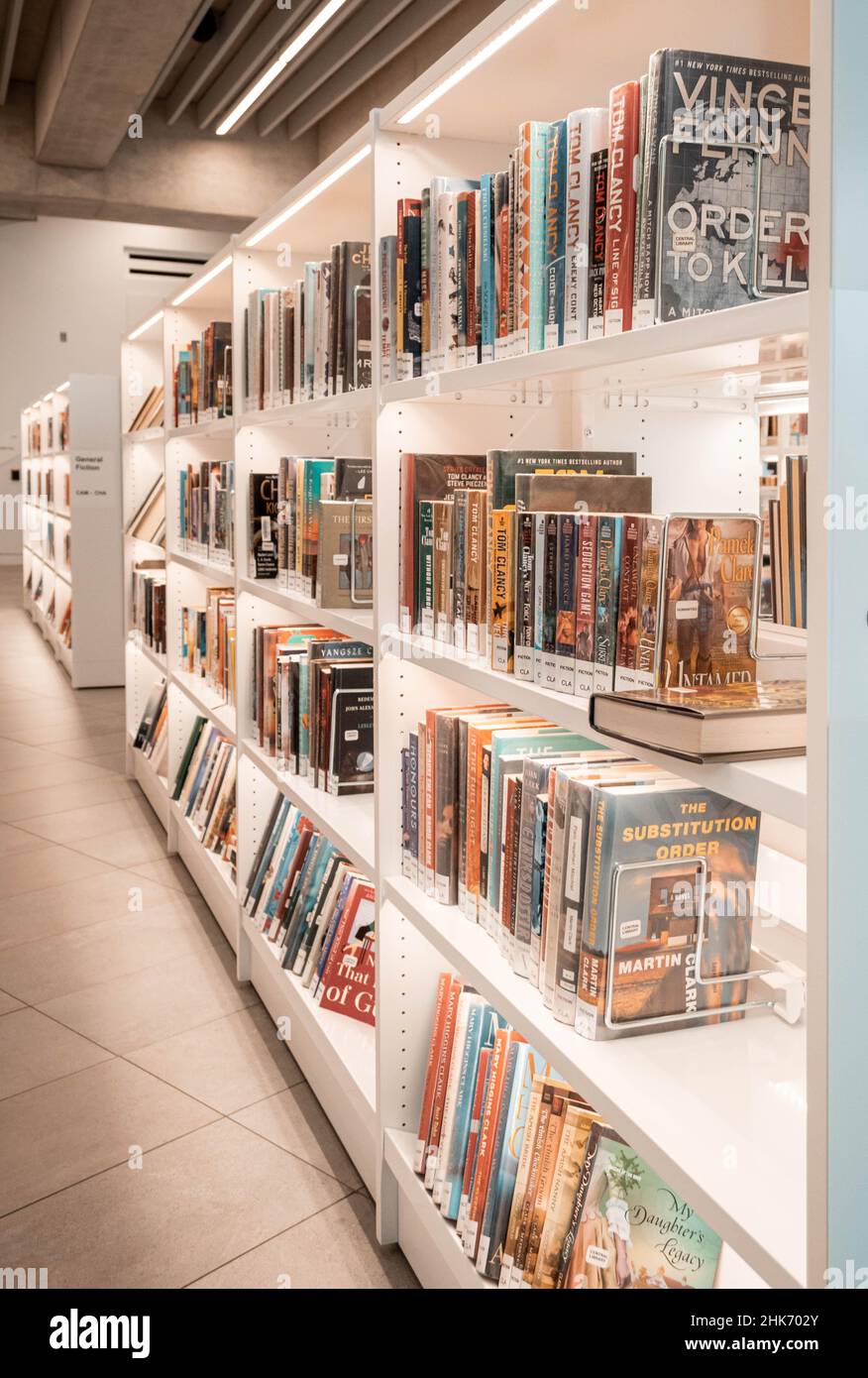 Office and studying collection, inside Calgary public library Stock ...
