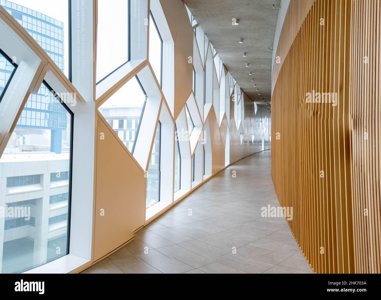 Office and studying collection, inside Calgary public library Stock ...