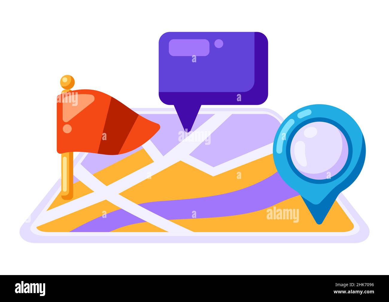 City map background design with markers and flags. Illustration of ...