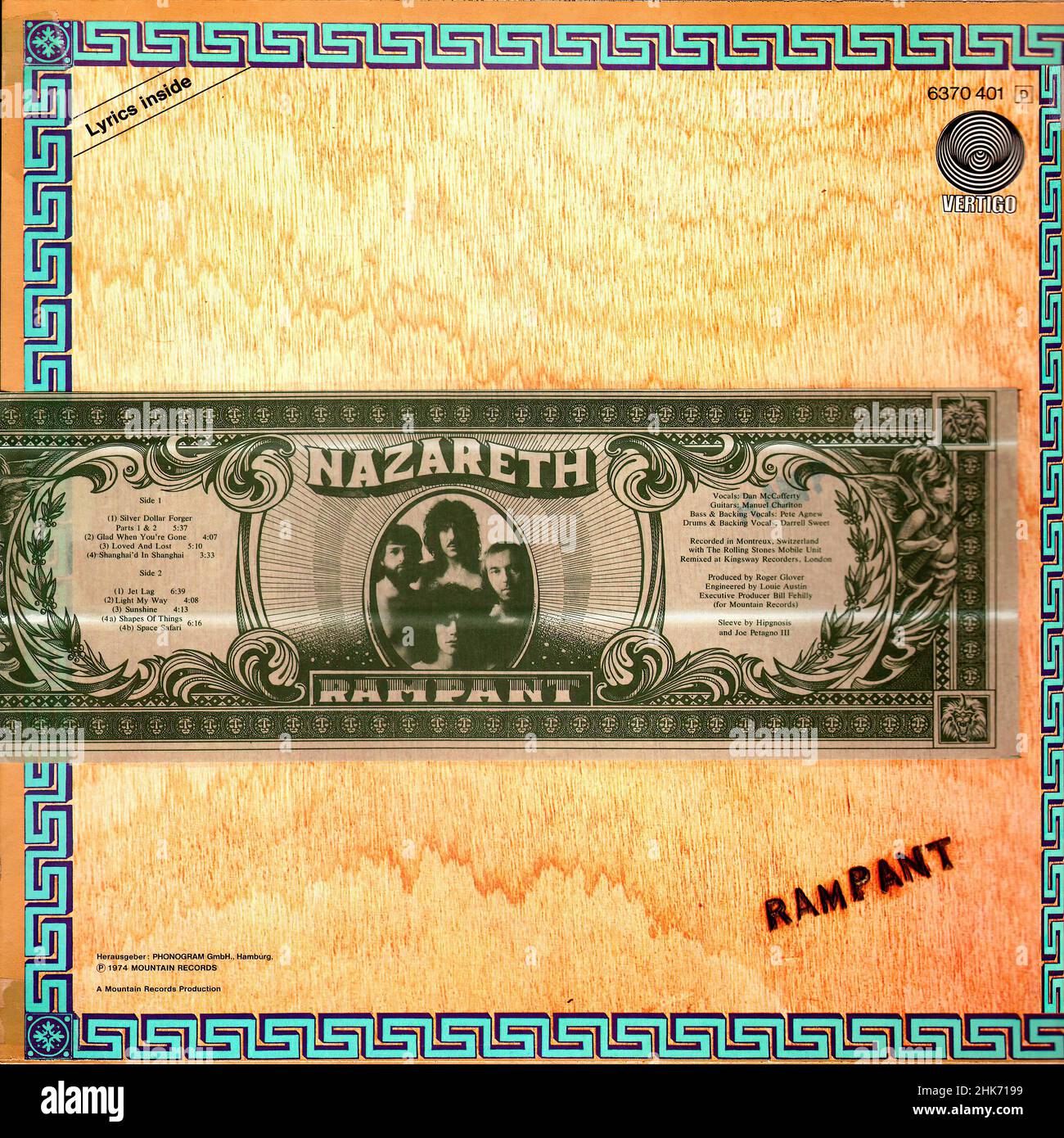 Vintage vinyl record cover - Nazareth - Rampant - D - 1974 Stock Photo ...