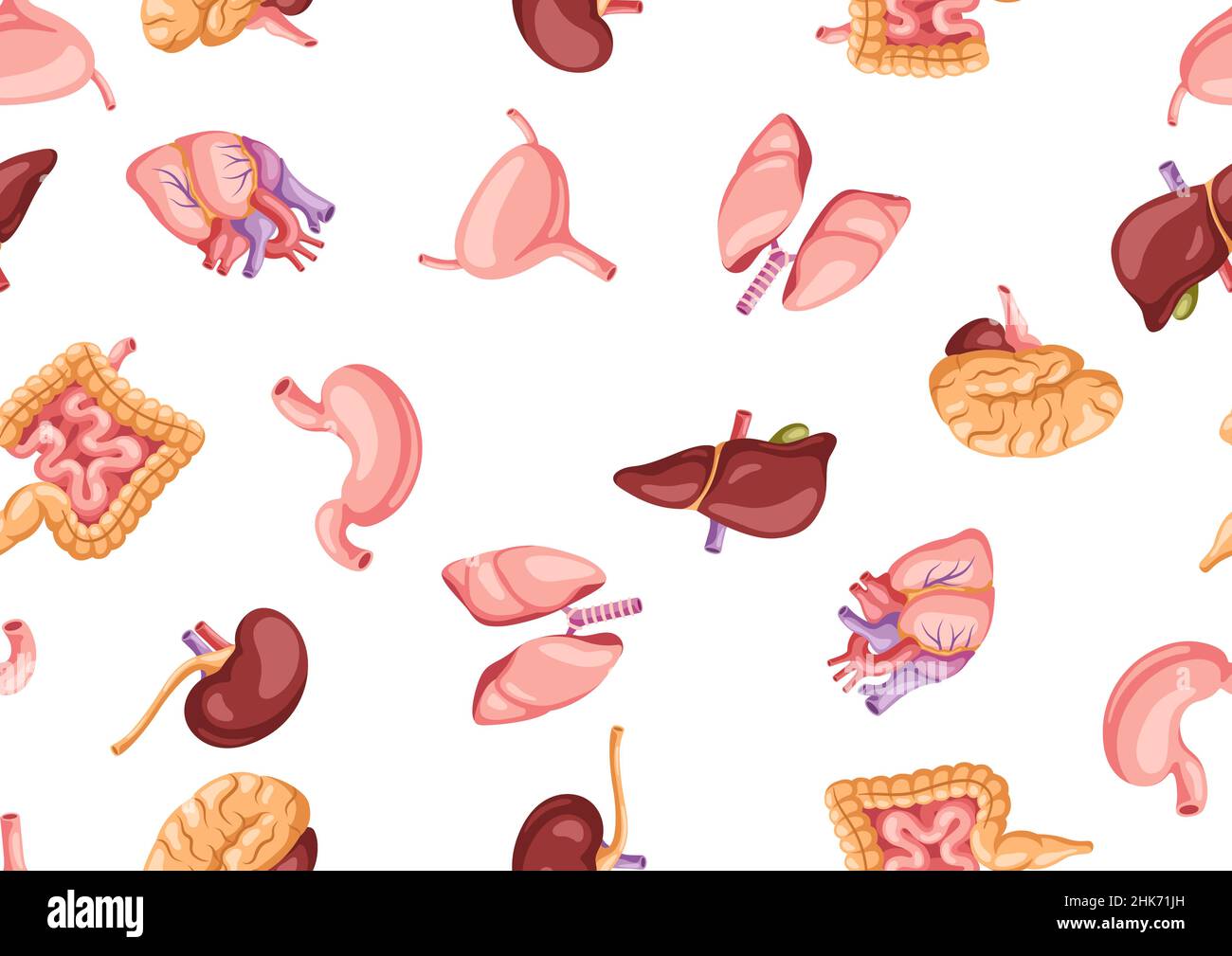 Seamless pattern with internal organs. Human body anatomy. Health care ...