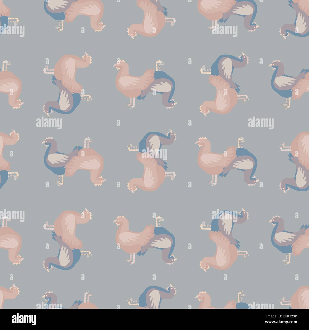 Seamless pattern of hen. Domestic animals on colorful background ...