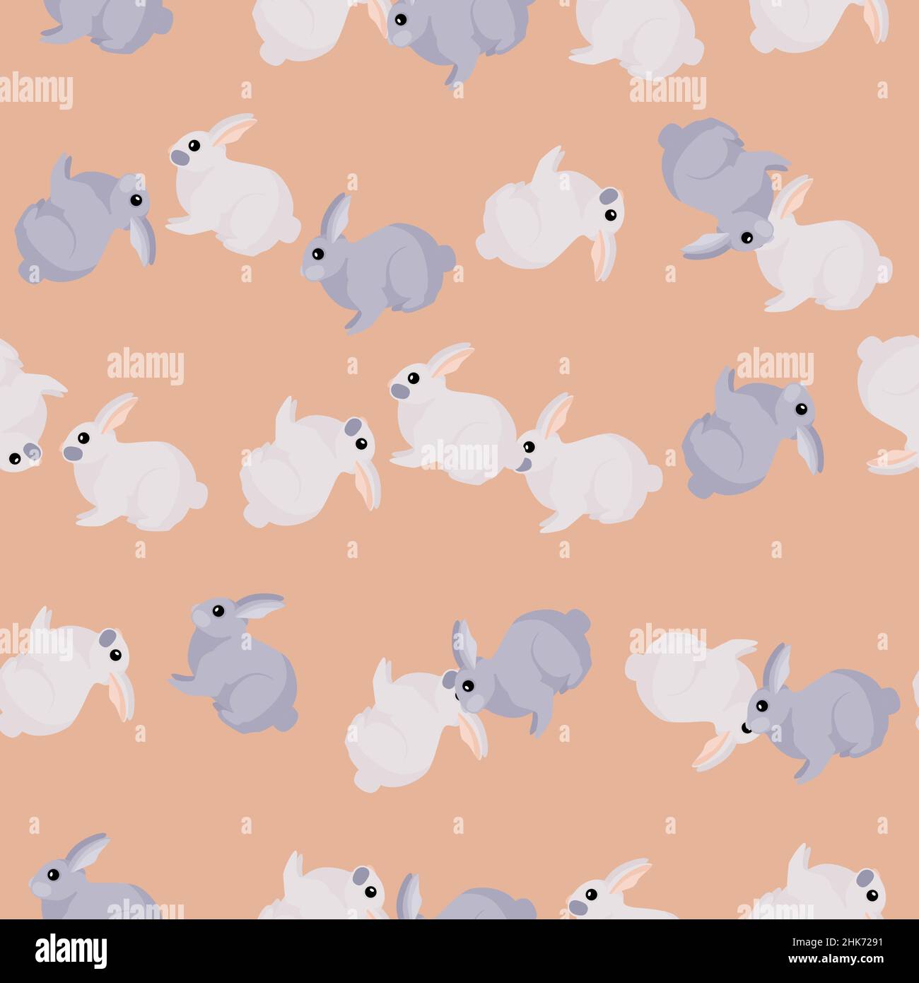 Seamless pattern of rabbit. Domestic animals on colorful background ...