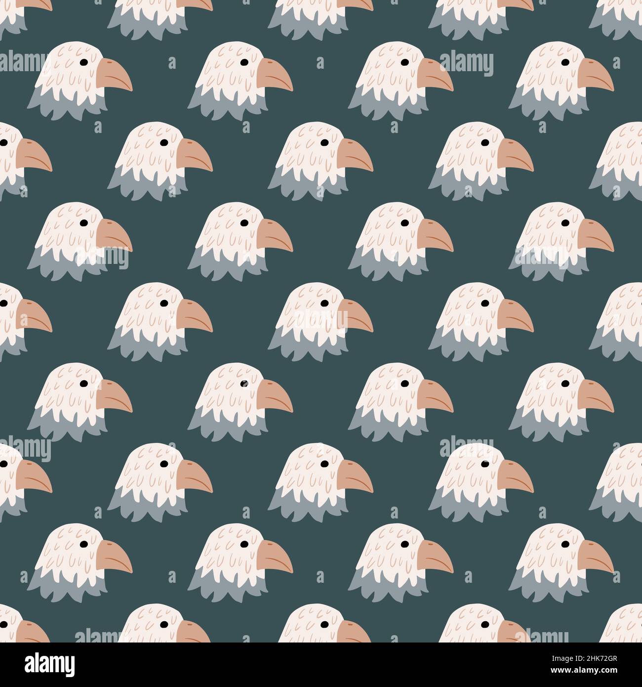 Eagle pattern seamless in freehand style. Head predator on colorful ...