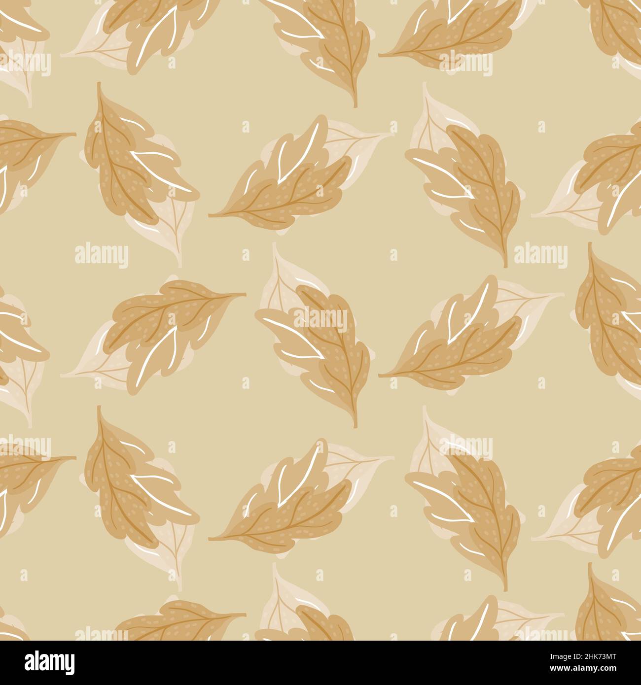 Leaves of oak seamless pattern. Hand drawn natural background ...