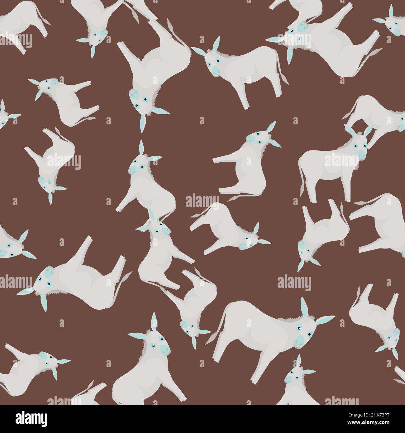 Seamless pattern of donkey. Domestic animals on colorful background ...
