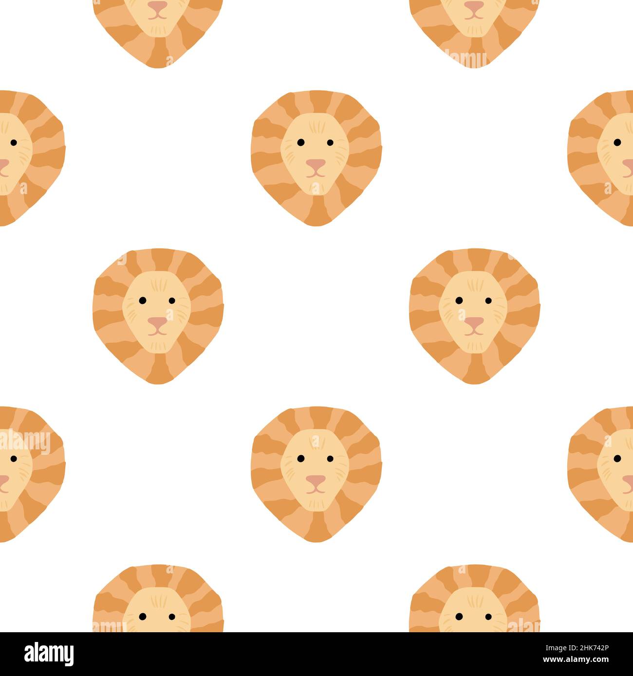 Lion pattern seamless in freehand style. Head predator on colorful ...