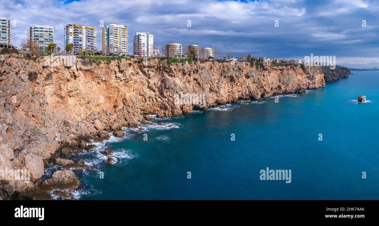 Panorama View of the Falezler region in Antalya Turkey, High cliffs ...