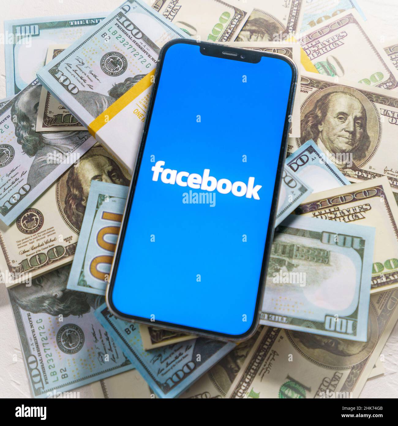 Berlin, Germany - February 02, 2022: iPhone 12 Pro Max with FACEBOOK ...