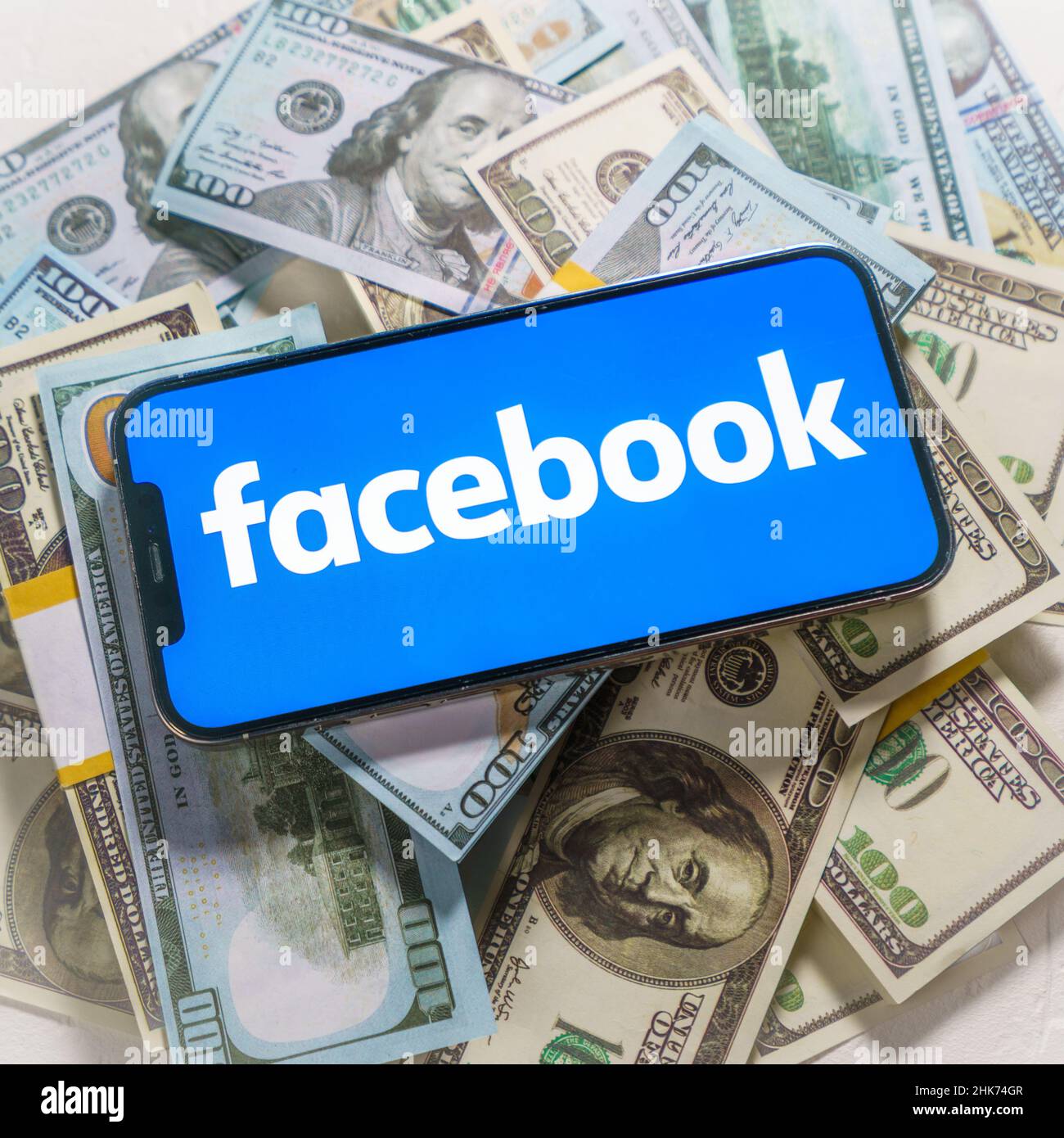 Berlin, Germany - February 02, 2022: iPhone 12 Pro Max with FACEBOOK ...