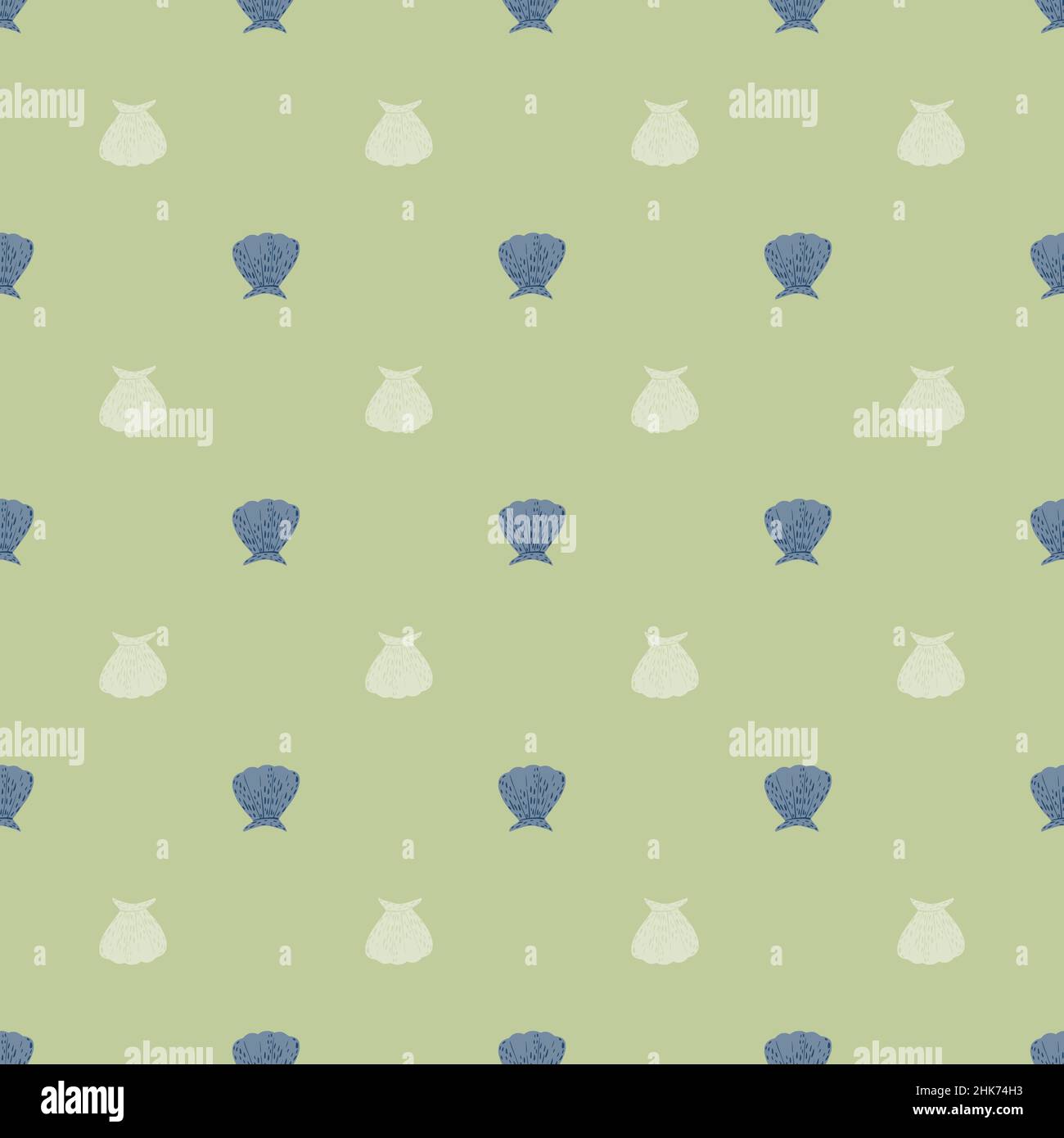 Seashells seamless pattern. Cute conch in doodle style. Beautiful ...
