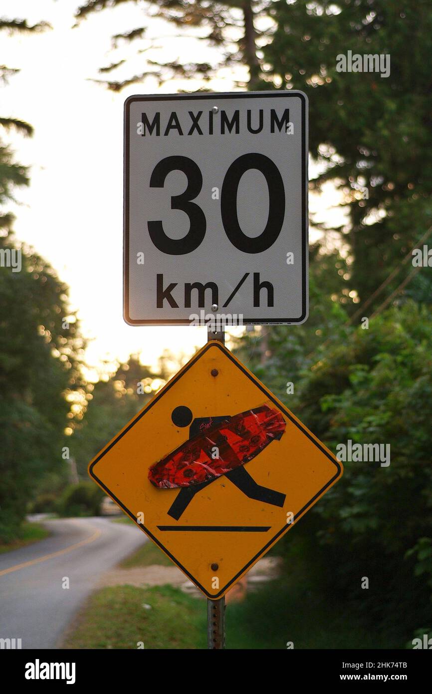 A Homemade Surfer Crossing Sign in Tofino British Columbia in Canada ...