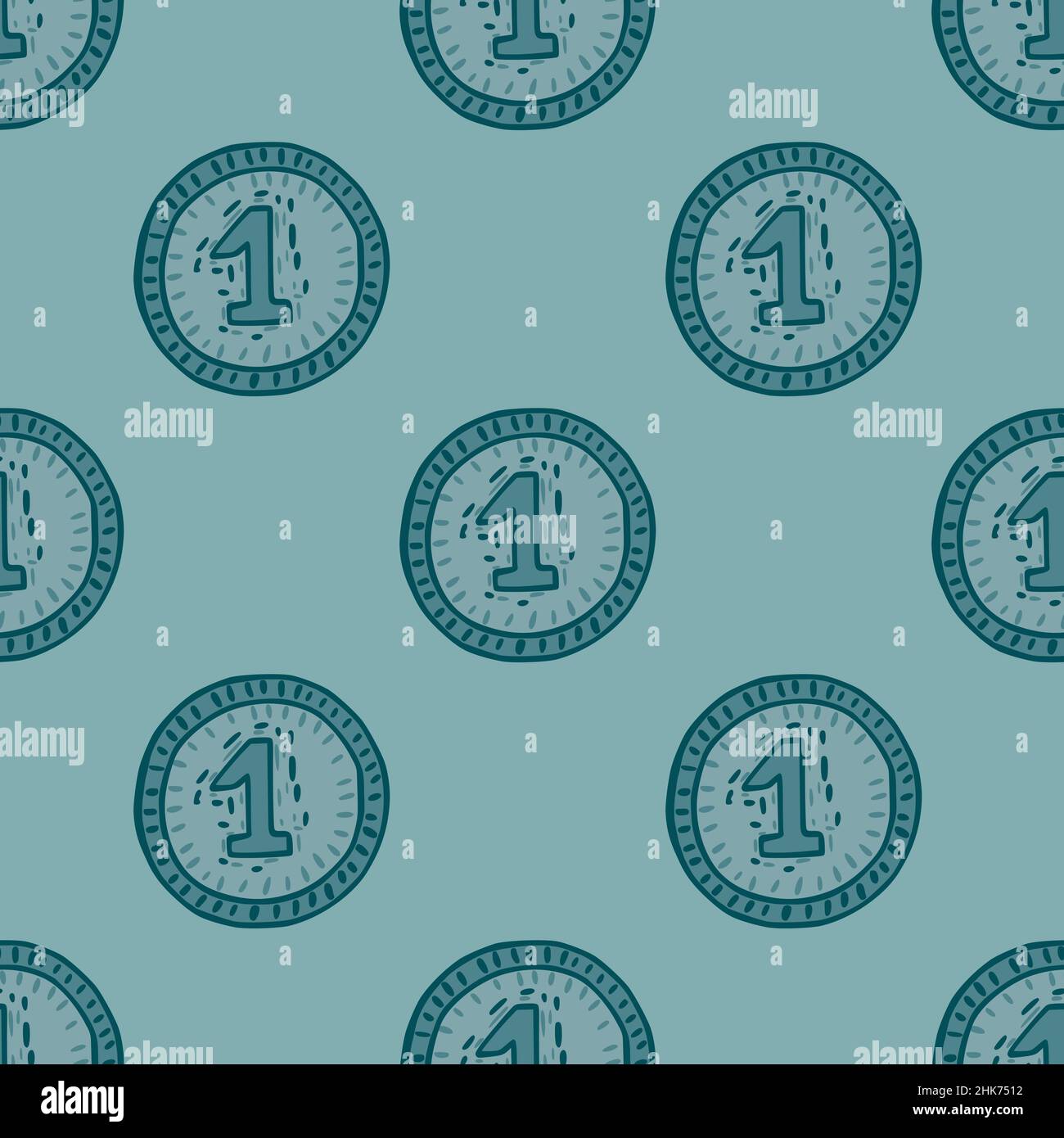 Coins seamless pattern. Hand drawn background from money. Repeated ...