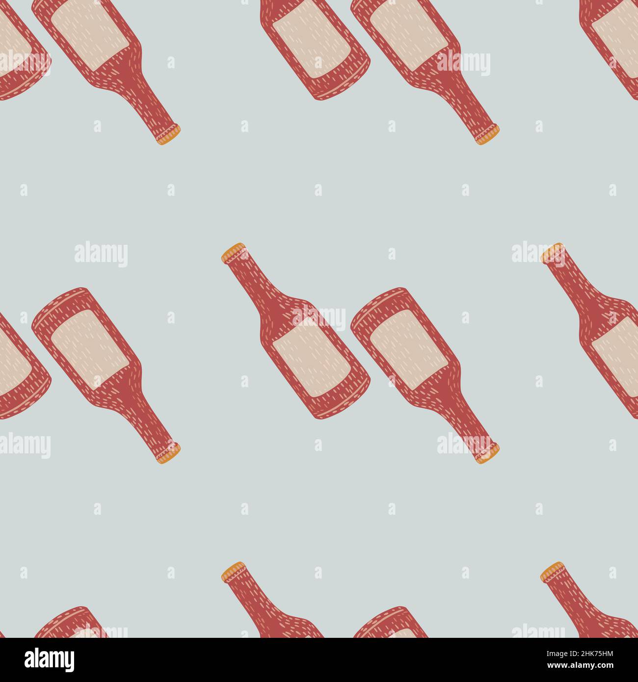 Bottle alcohol seamless pattern. Hand drawn background for menu ...