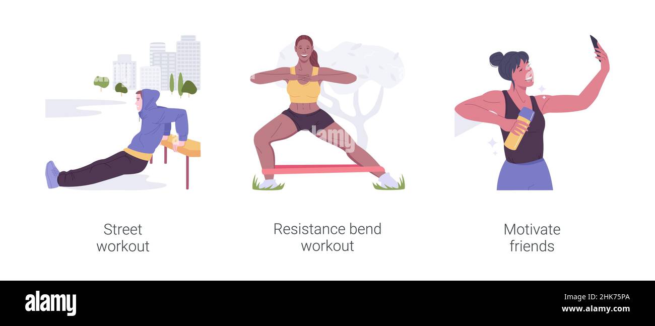 Fitness training isolated cartoon vector illustrations set Stock Vector ...