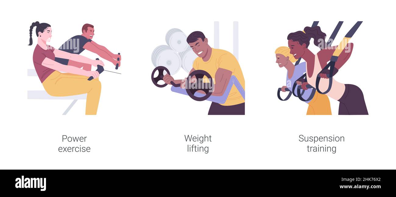 Power training isolated cartoon vector illustrations set Stock Vector ...
