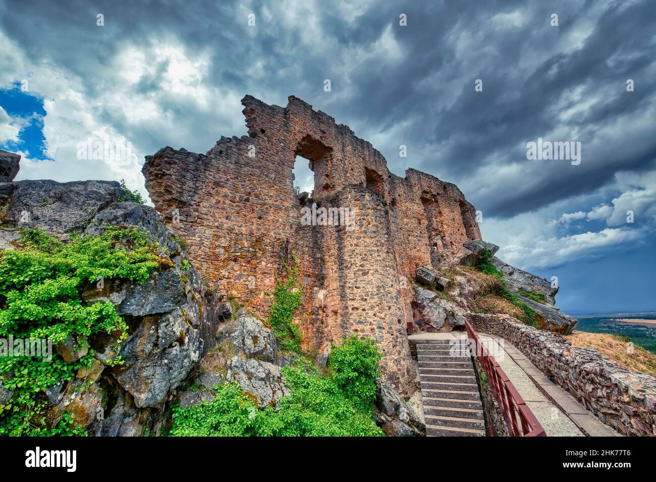Castle ramparts, Castelo Rodrigo village, Serra da Estrela, Beira Alta ...