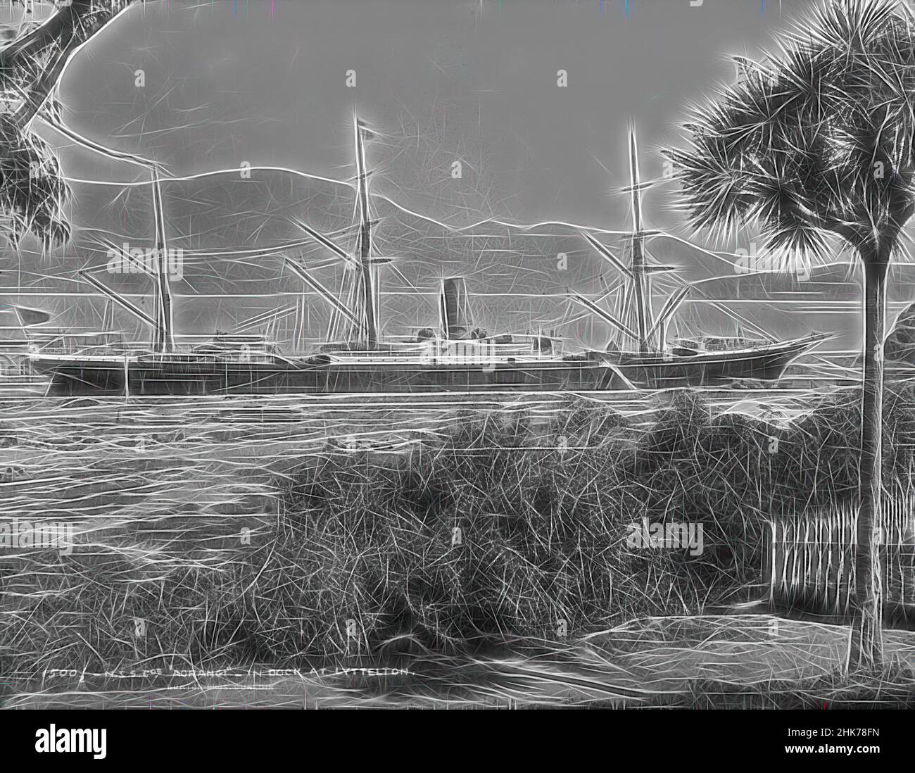 Inspired by N.Z.S. Co.'s Aorangi - in dock at Lyttleton [sic], Burton ...