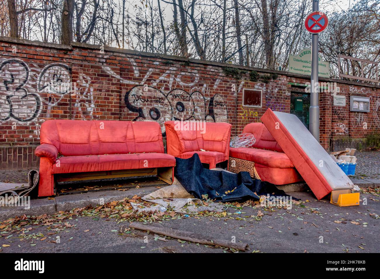 Pollution by bulky waste at the roadside, Berlin, Germany Stock Photo ...