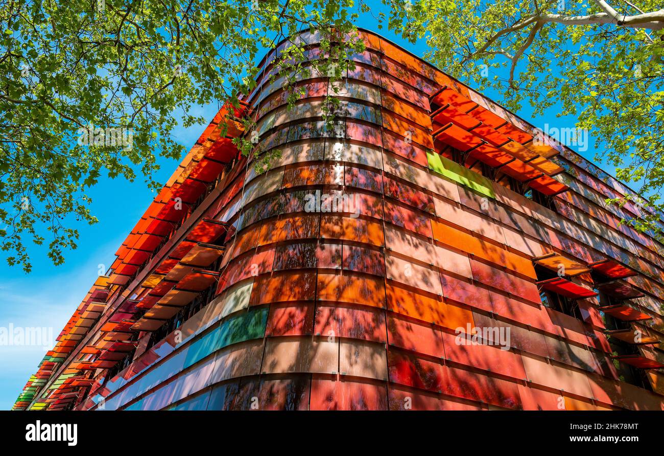 Modern architecture of a fire station in the government district ...