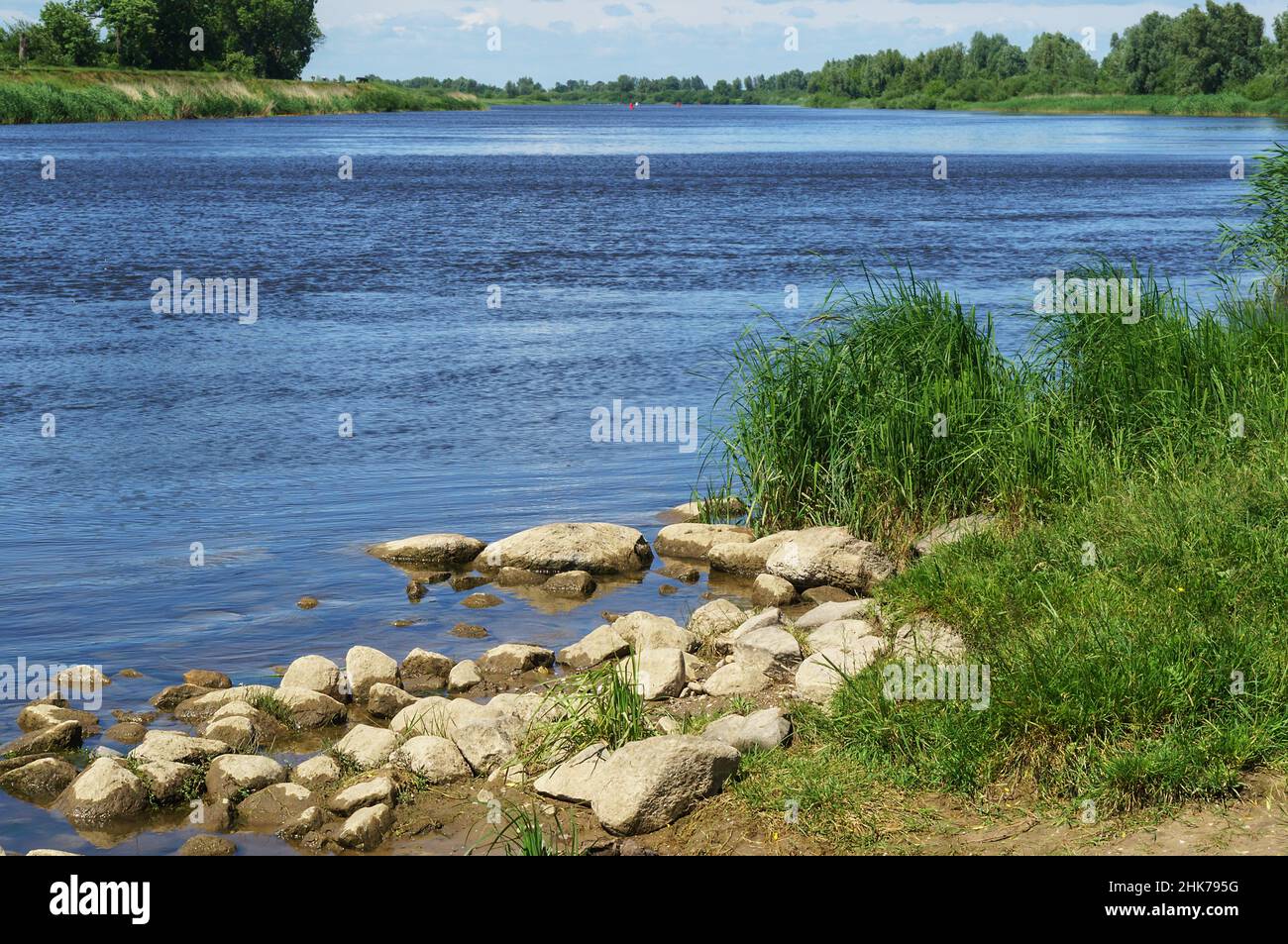 The river or for fishing. View of the river from afar. Landscape of a ...
