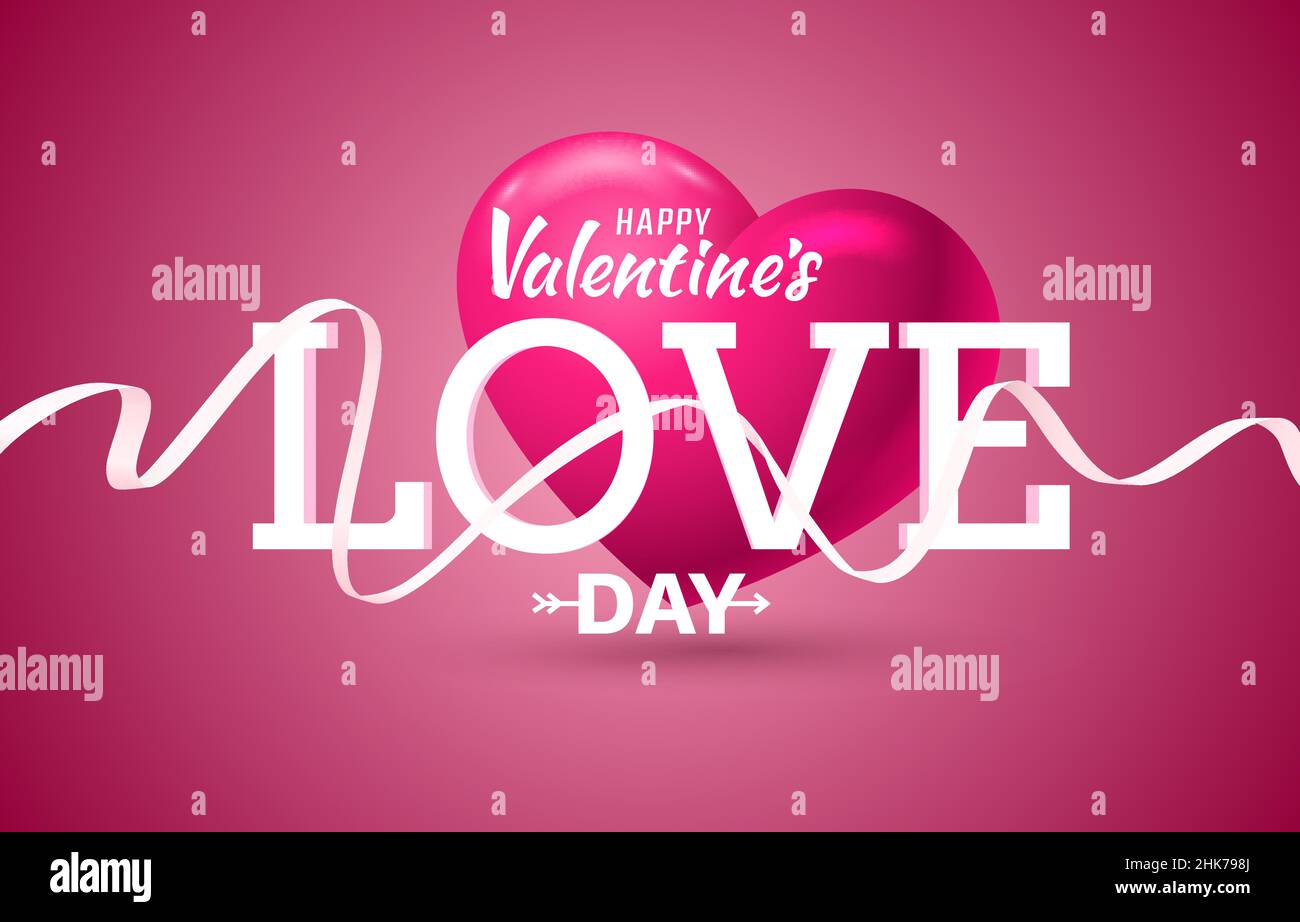 Love heart of Happy Valentines Day, greeting card from February 14 ...